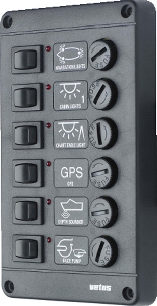 Buy VETUS Switch Panel Type P6 with 6 Fuses online at Marine-Deals.co.nz